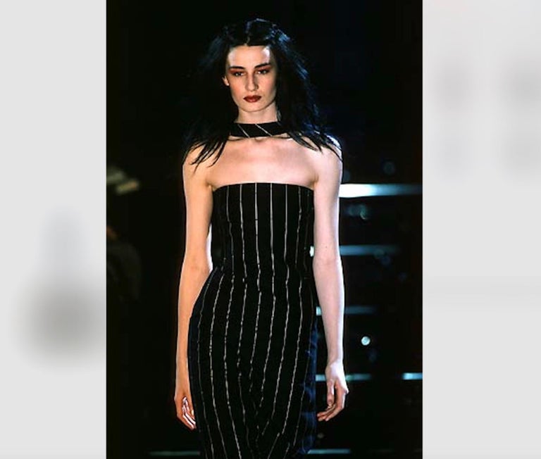 Gianni Versace Pinstripe Wool Dress F/W 1998 For Sale at 1stDibs