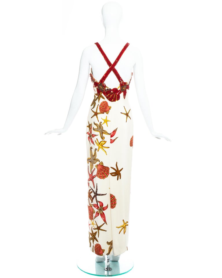 Gianni Versace printed silk and beaded 'Sea Shell' maxi dress, ss 1992 ...