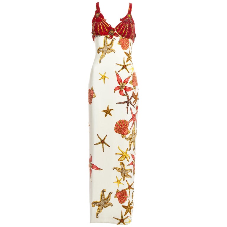 Gianni Versace printed silk and beaded 'Sea Shell' maxi dress, ss 1992 ...