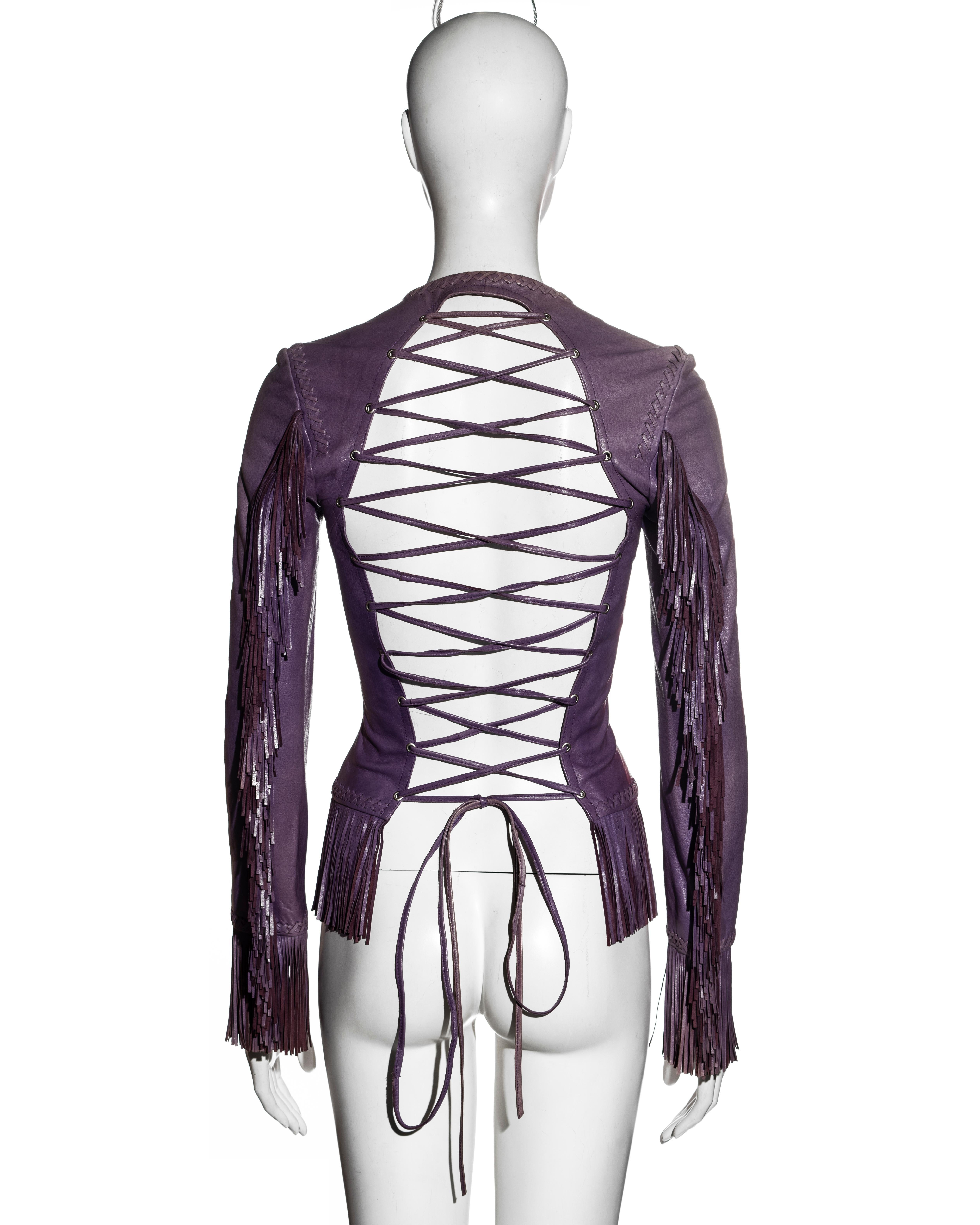 Gianni Versace purple leather open-back jacket, ss 2002 at 1stDibs