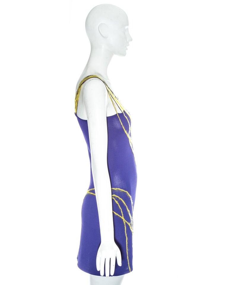 Gianni Versace purple viscose and mohair rayon knitted mini dress, ss ...