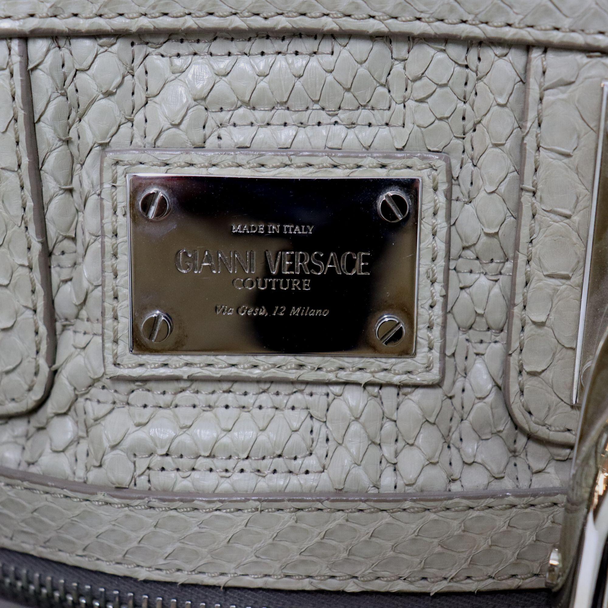 Gianni Versace Python Greek Key Quilted Satchel For Sale at 1stDibs ...