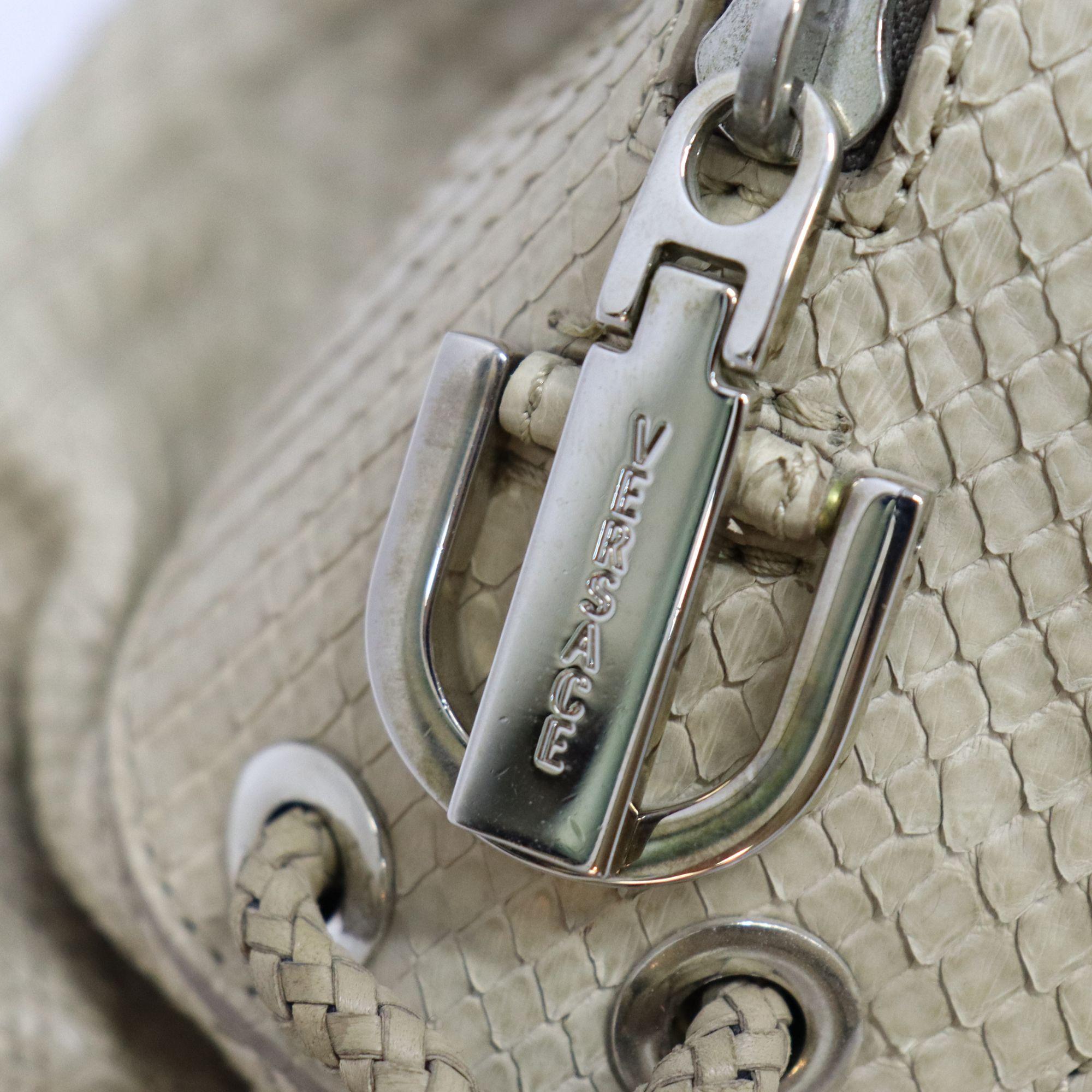 Gianni Versace Python Greek Key Quilted Satchel For Sale at 1stDibs ...