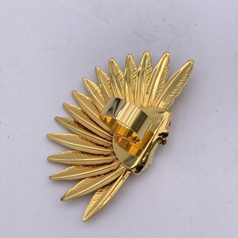 Gianni Versace Rare Gold Metal Native American Indian Crystals Ring For ...