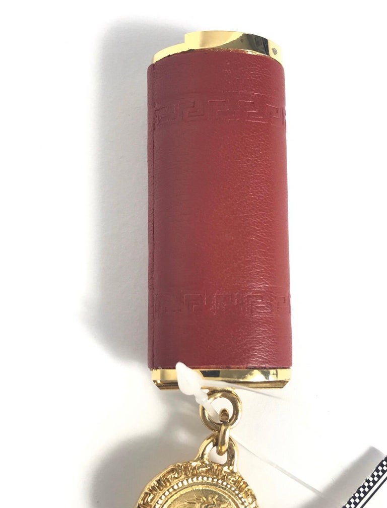 Gianni Versace Red Leather Lighter Holder with Tassel For Sale at ...