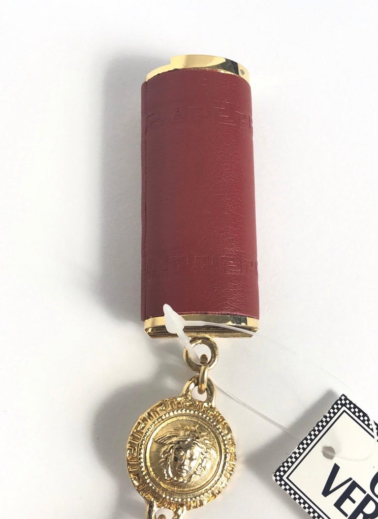 Gianni Versace Red Leather Lighter Holder with Tassel For Sale at ...