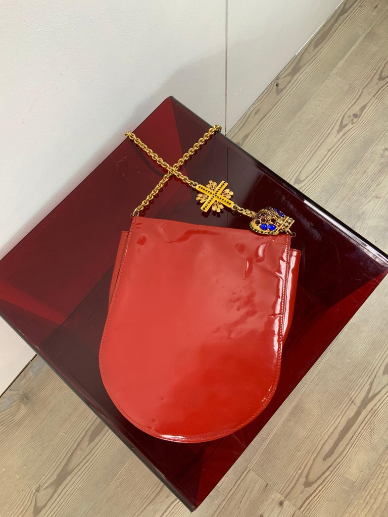 Gianni Versace red leather shoulder bag For Sale at 1stDibs
