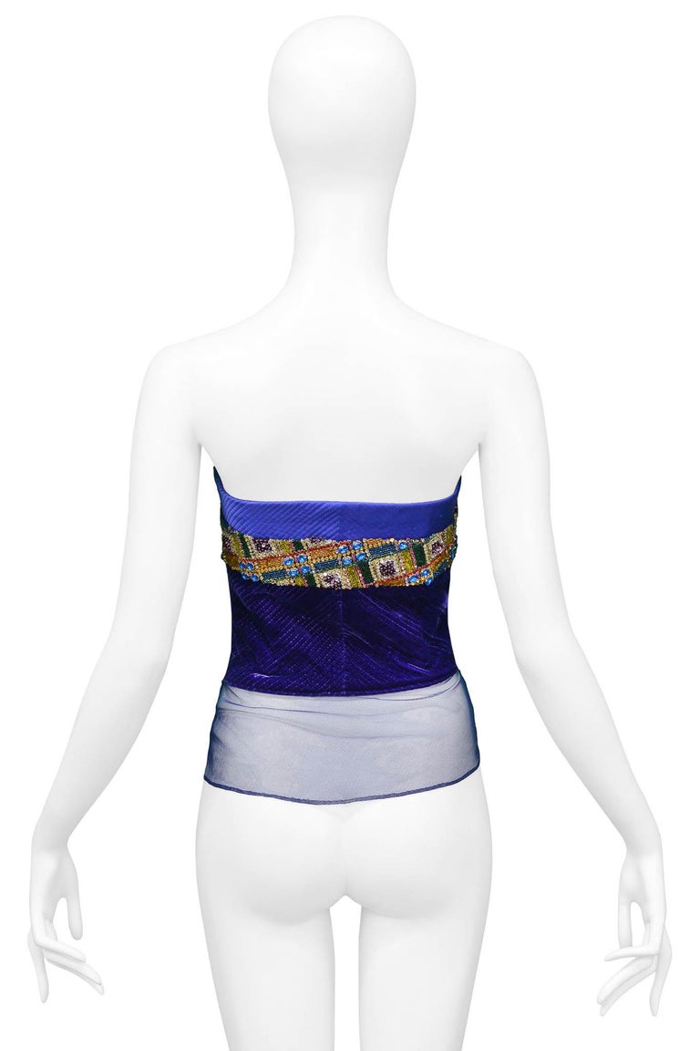 Gianni Versace Rhinestone and Velvet Couture Bustier For Sale at 1stDibs