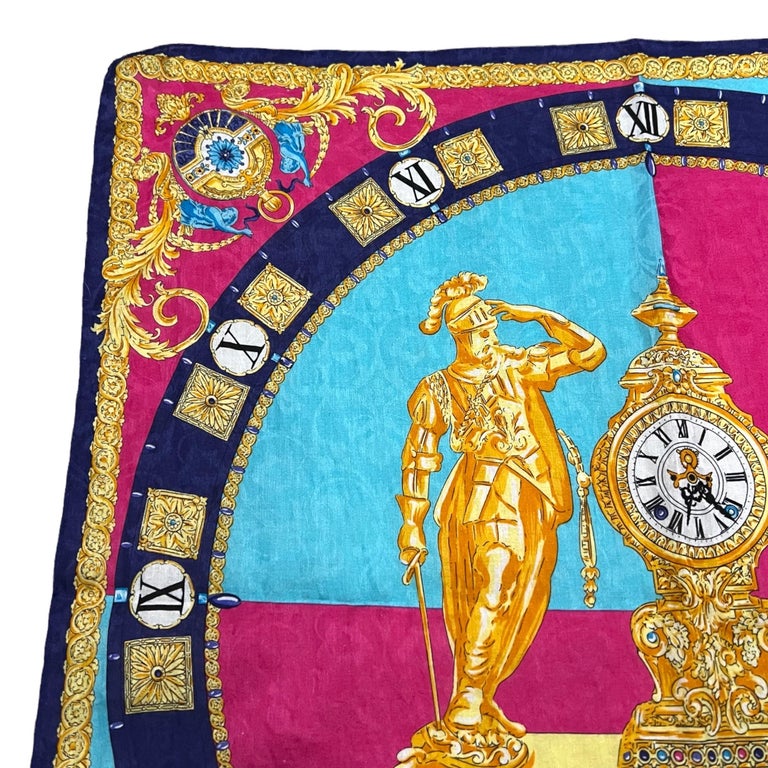 Gianni Versace Roman Clock Baroque Scarf Vintage 1990's For Sale at 1stDibs