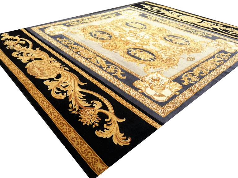 Gianni Versace Rug Home Signature Collection Black Gray Gold Rare Large ...