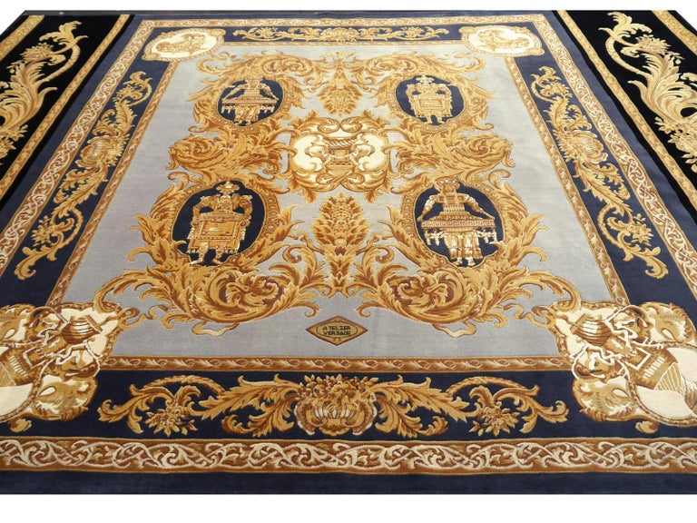 Gianni Versace Rug Home Signature Collection Black Gray Gold Rare Large ...