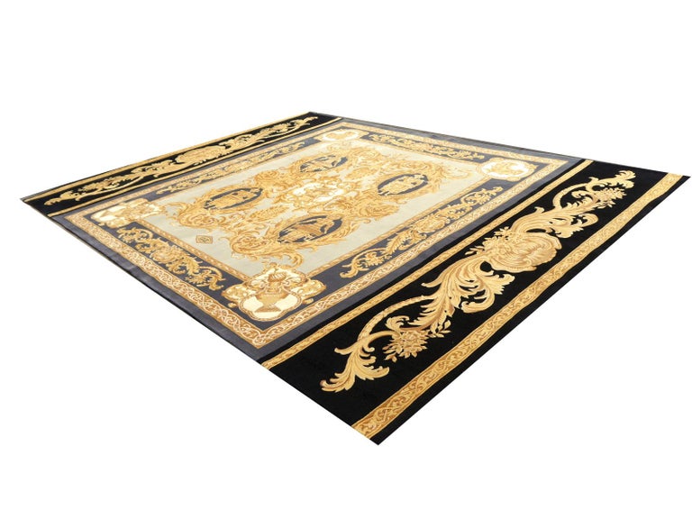 Gianni Versace Rug Home Signature Collection Black Gray Gold Rare Large ...