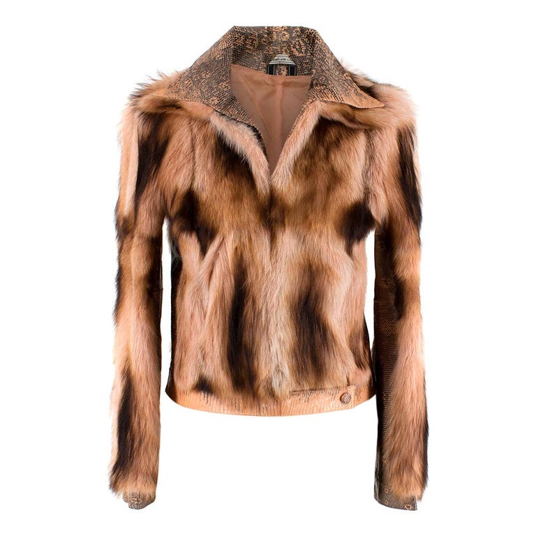 Gianni Versace Runway Pink Leather and Fox Fur Jacket at 1stDibs