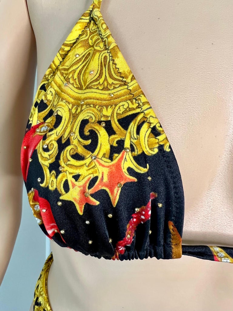 Gianni Versace S/S 1992 Baroque Embellished Two-Piece Bikini Swimsuit ...