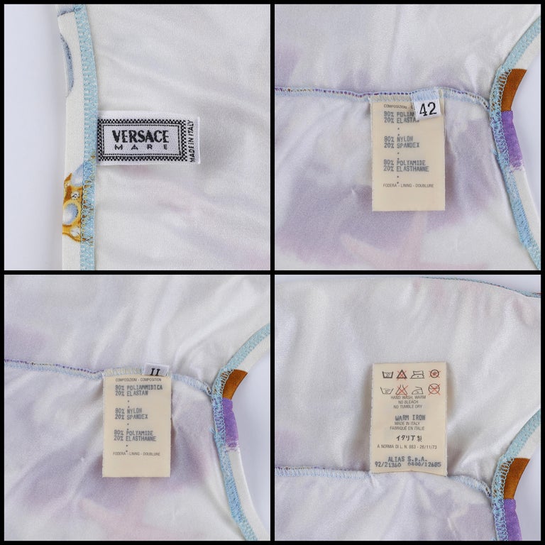 Gianni Versace S/S 1992 Starfish Seashell Print Plunge Back Swimsuit ...