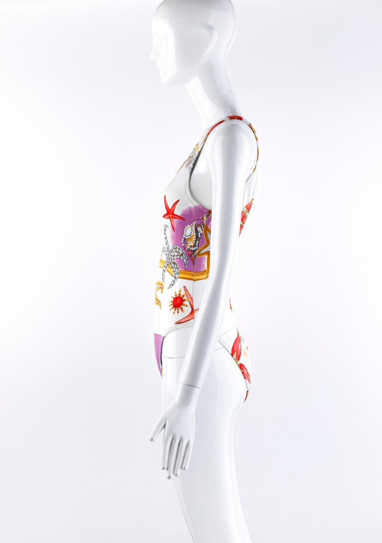 Gianni Versace S/S 1992 Starfish Seashell Print Plunge Back Swimsuit ...