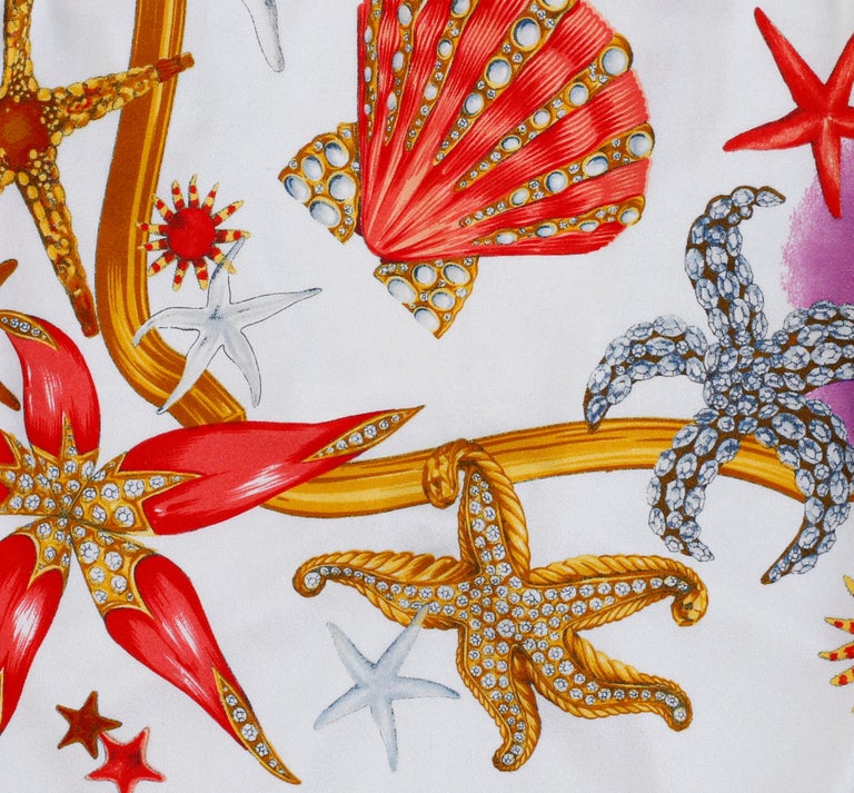 Gianni Versace S/S 1992 Starfish Seashell Print Plunge Back Swimsuit ...