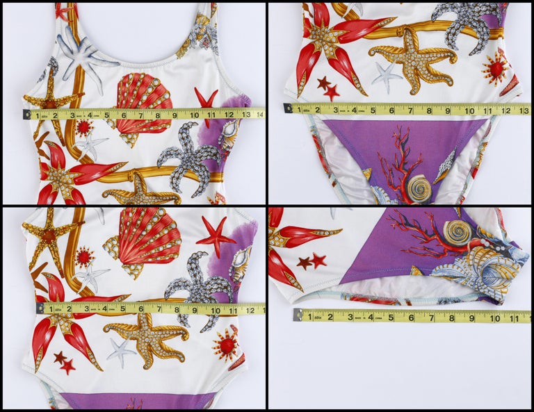 Gianni Versace S/S 1992 Starfish Seashell Print Plunge Back Swimsuit ...