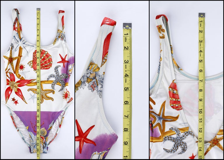 Gianni Versace S/S 1992 Starfish Seashell Print Plunge Back Swimsuit ...