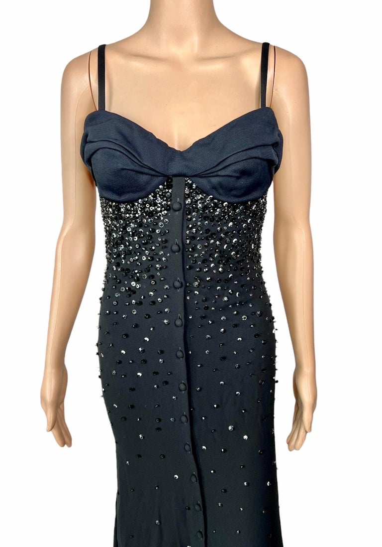 Gianni Versace S/S 1996 Runway Embellished Bustier Black Evening Dress ...
