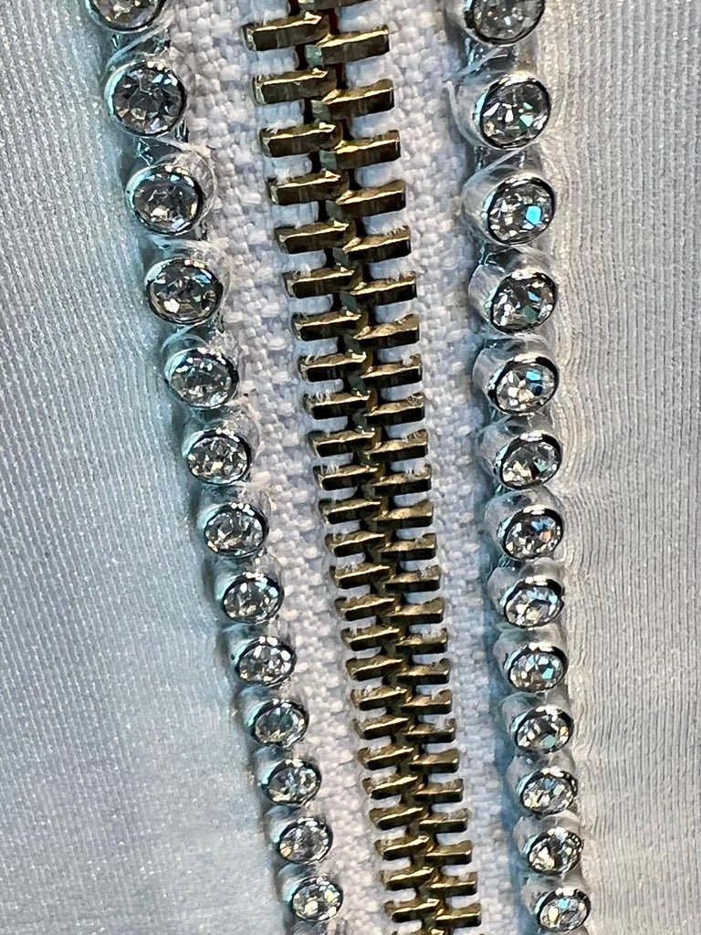 Gianni Versace S/S 1996 Vintage Crystal Zipper White Bodysuit Swimwear ...