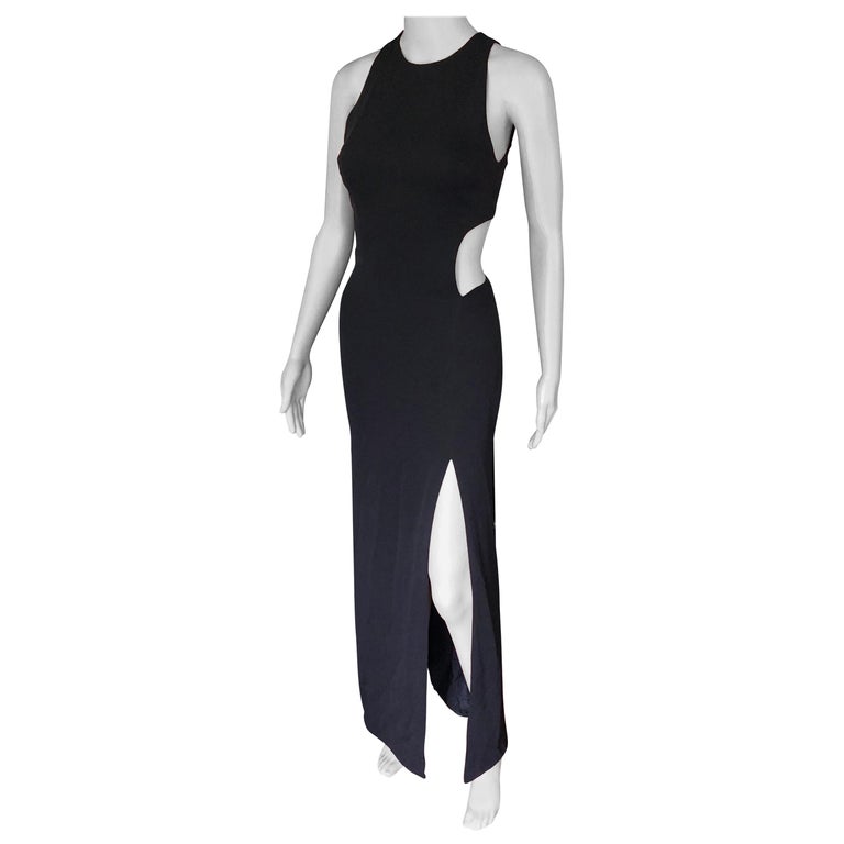 Gianni Versace S/S 1998 Runway Vintage Cutout Silk Black Evening Dress ...