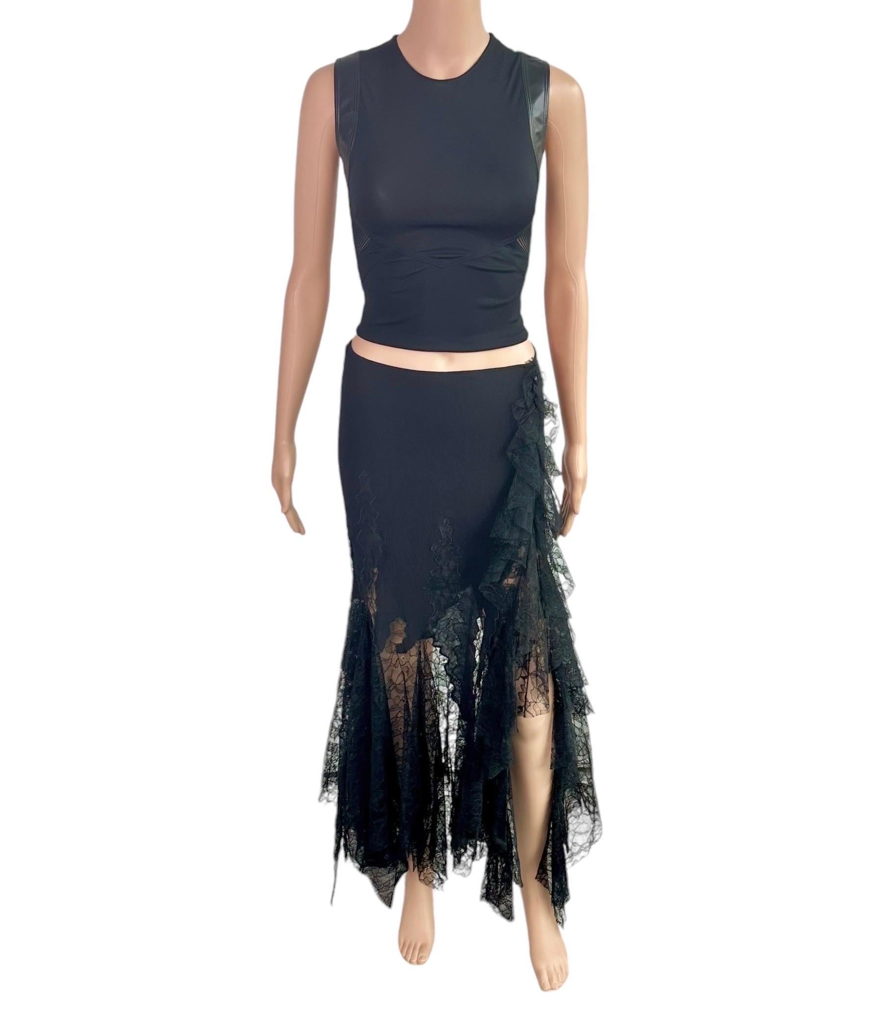 Gianni Versace S/S 2002 Runway Sheer Lace Skirt and Cutout Mesh Top 2 ...