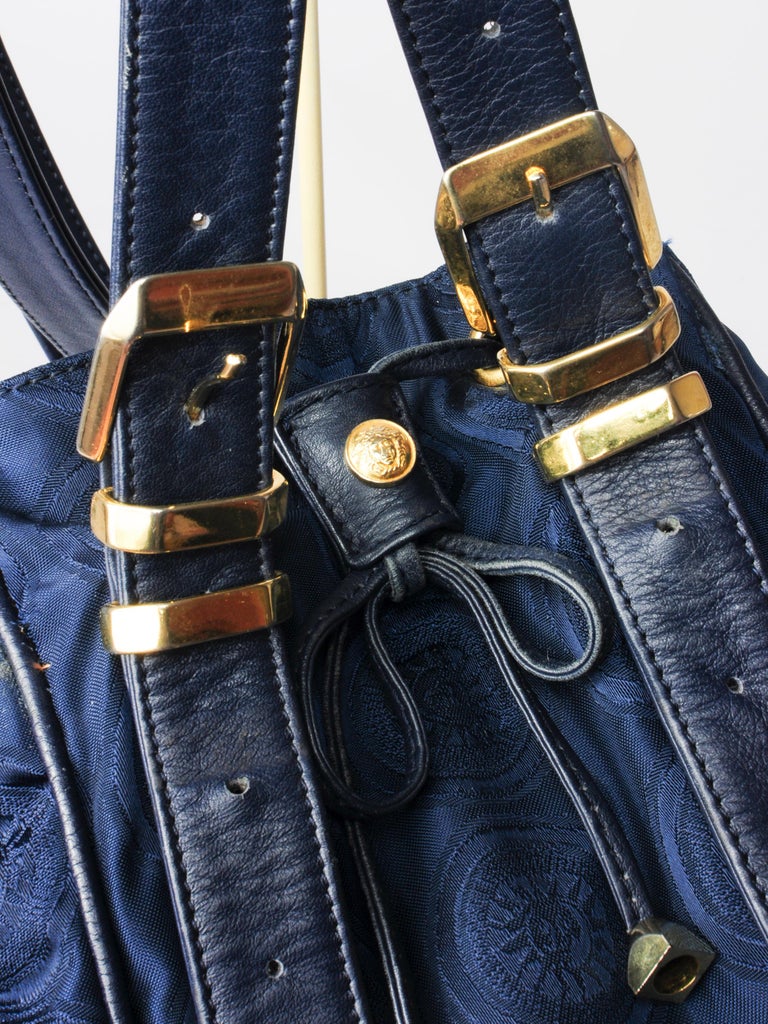 Gianni Versace Shoulder Bucket Bag with Sun Print Western Medusa ...