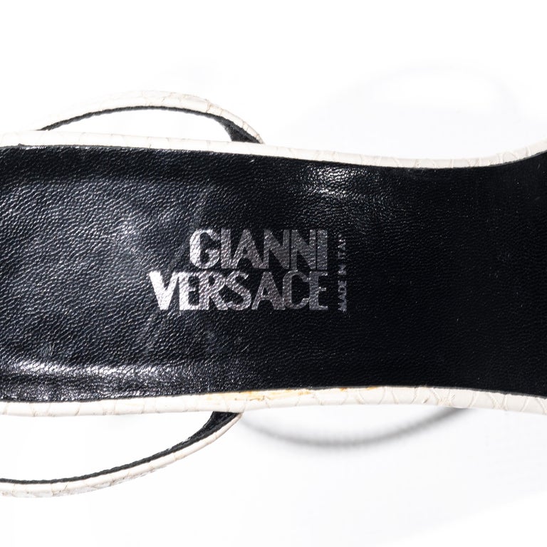 Gianni Versace snakeskin and Persian lamb platform sandals, fw 1999 For ...