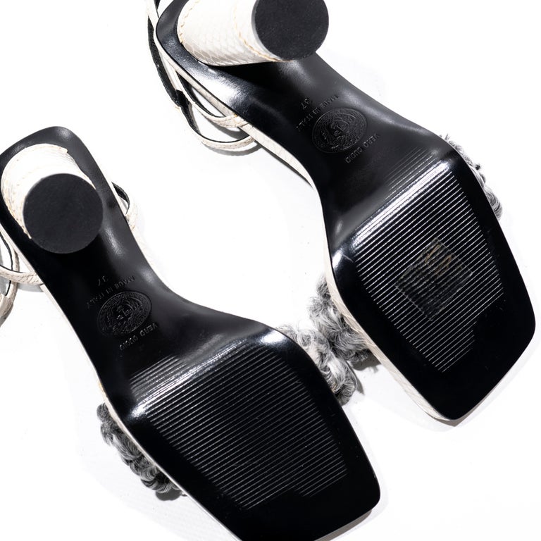 Gianni Versace snakeskin and Persian lamb platform sandals, fw 1999 For ...