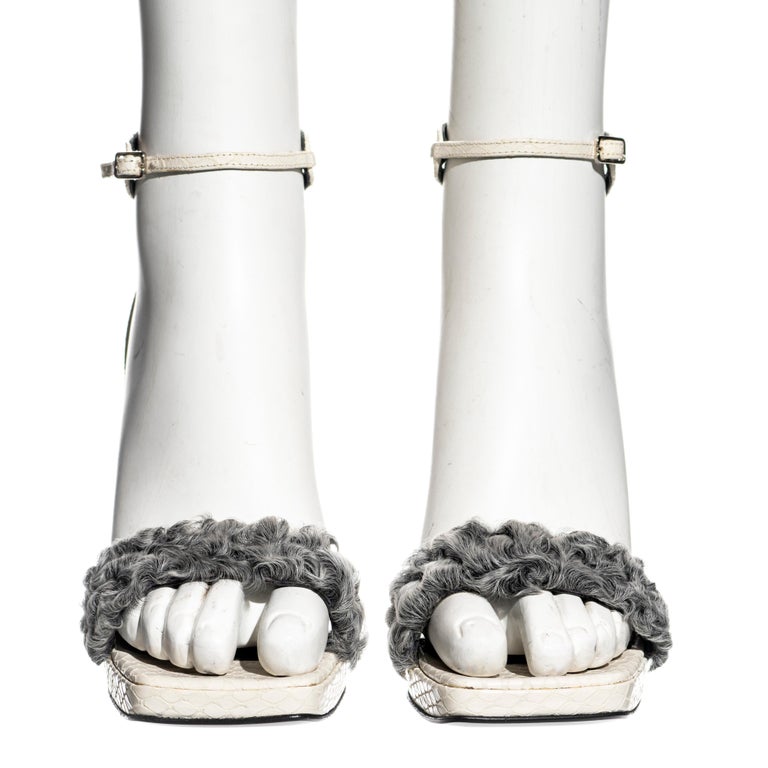Gianni Versace snakeskin and Persian lamb platform sandals, fw 1999 For ...