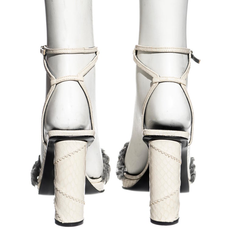 Gianni Versace snakeskin and Persian lamb platform sandals, fw 1999 For ...