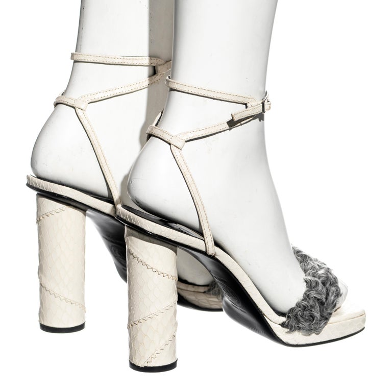 Gianni Versace snakeskin and Persian lamb platform sandals, fw 1999 For ...