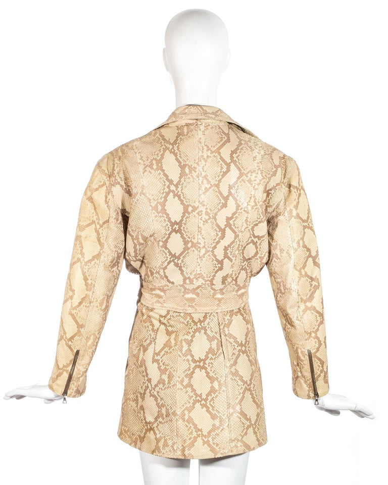 Gianni Versace Snakeskin leather biker jacket and mini skirt set, fw ...