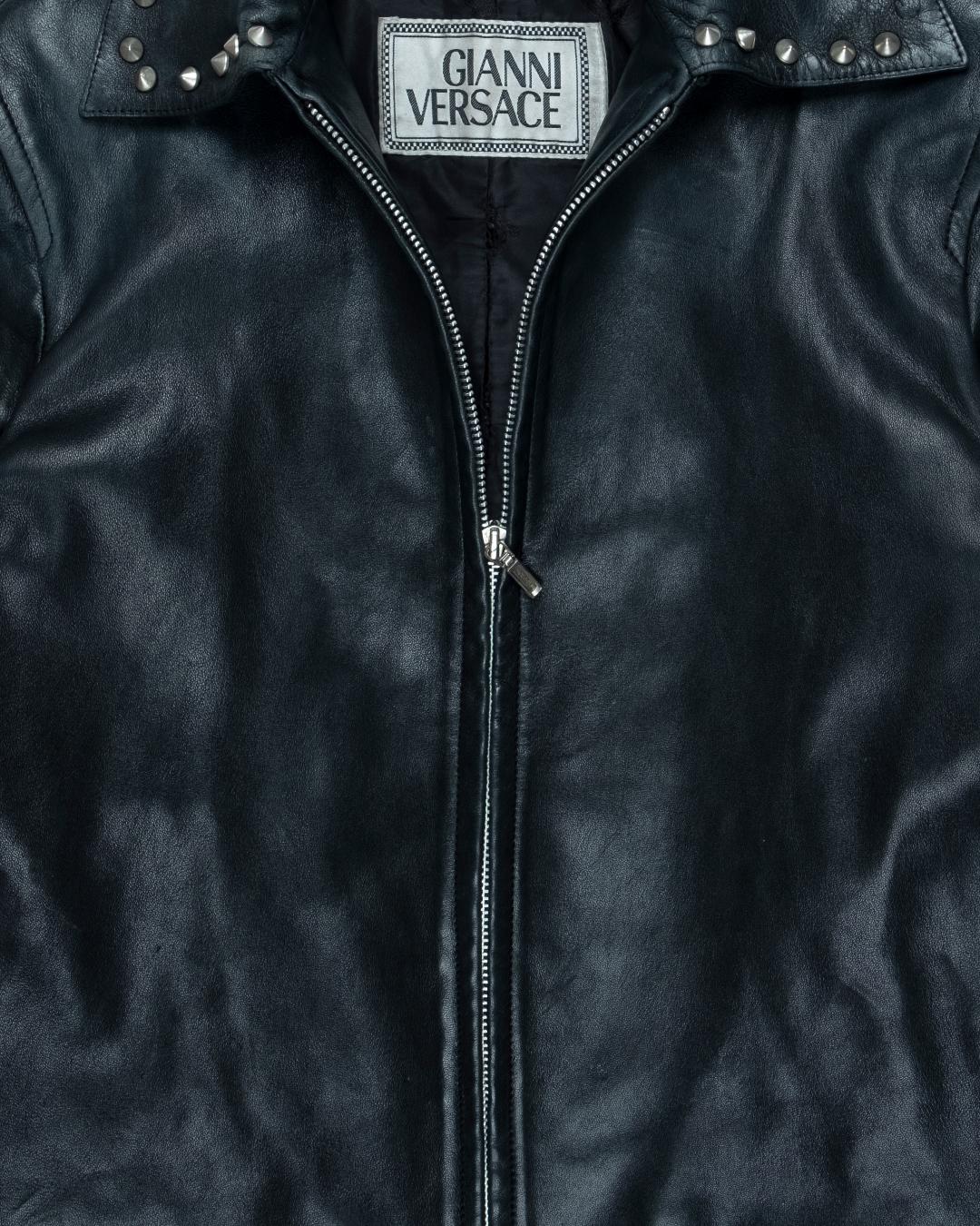 Gianni Versace Studded Leather Jacket For Sale at 1stDibs