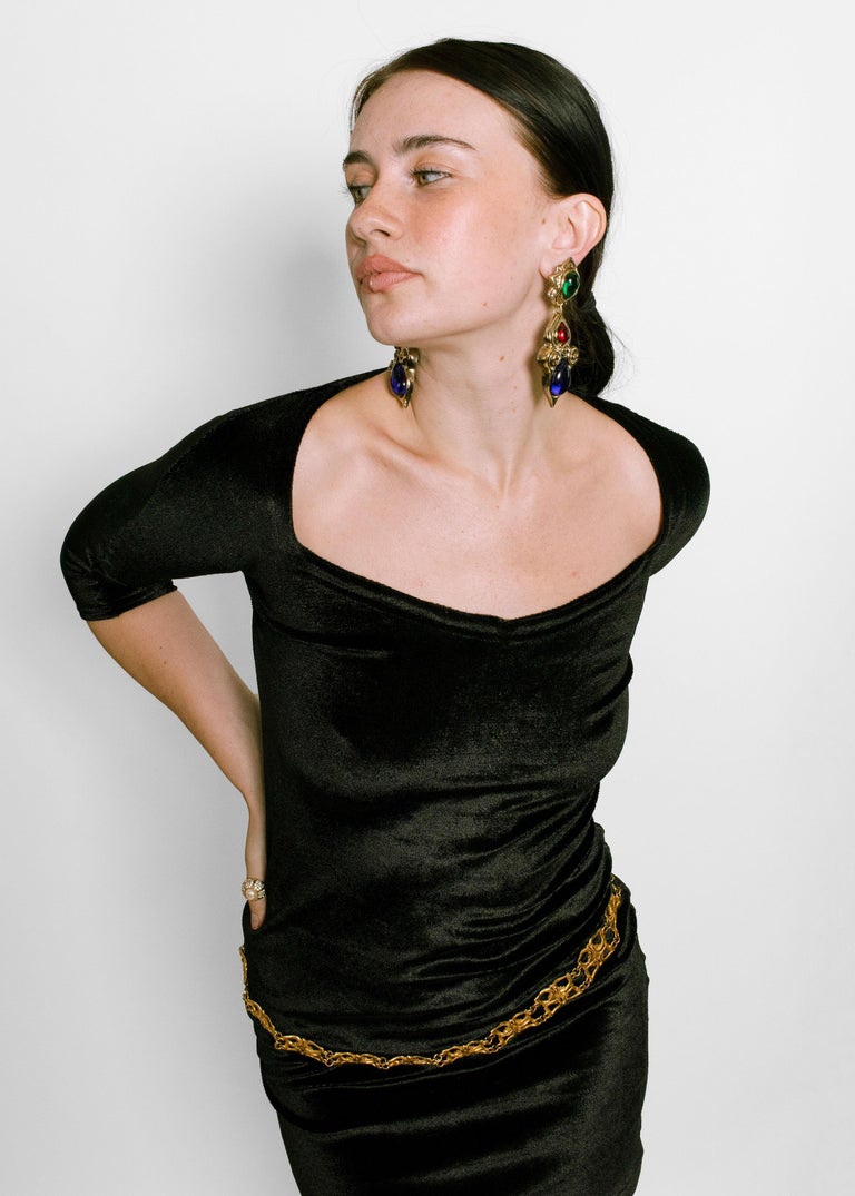 Gianni Versace Velvet Mini Dress For Sale at 1stDibs