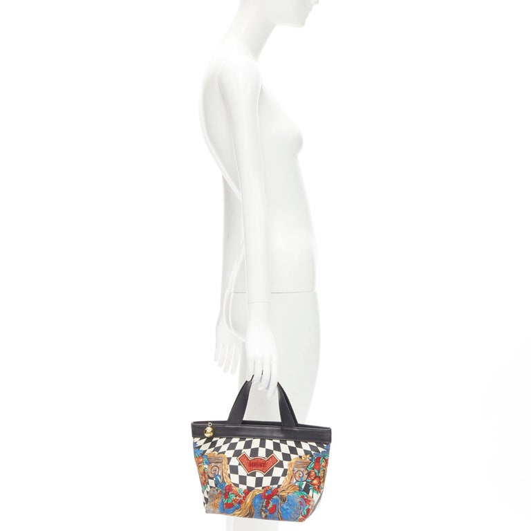 GIANNI VERSACE Vintage 1990's checkerboard barocco vase leather trim ...