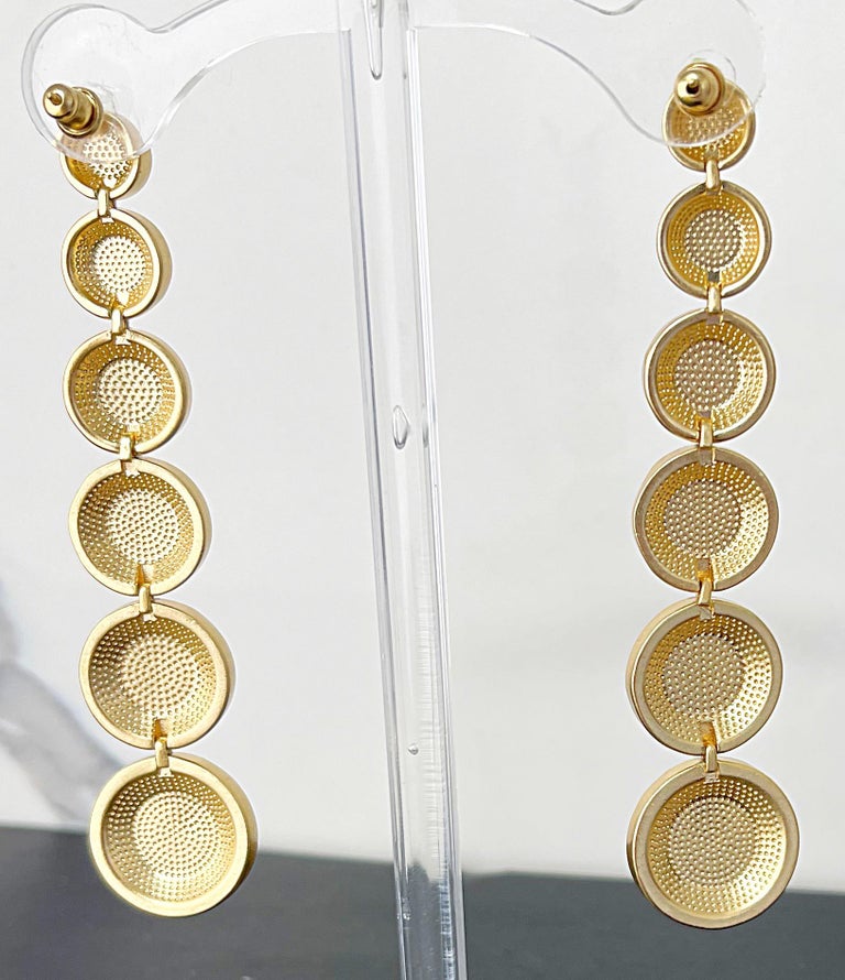 Gianni Versace Vintage 2000s Y2K Gold Logo Medusa Head Dangle Pierced ...