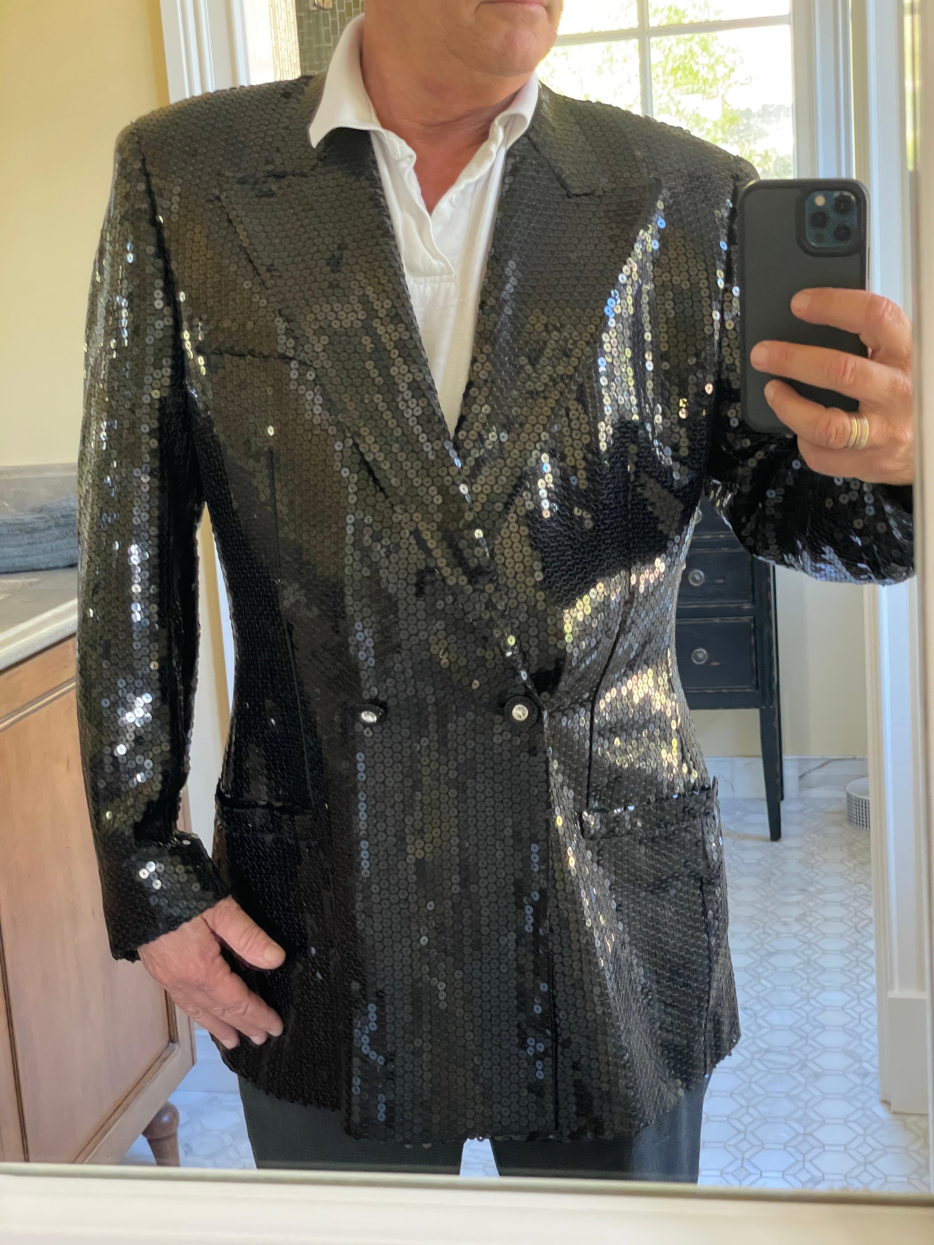 Gianni Versace Vintage 80's Mens Black Sequin Tuxedo Evening Jacket For ...
