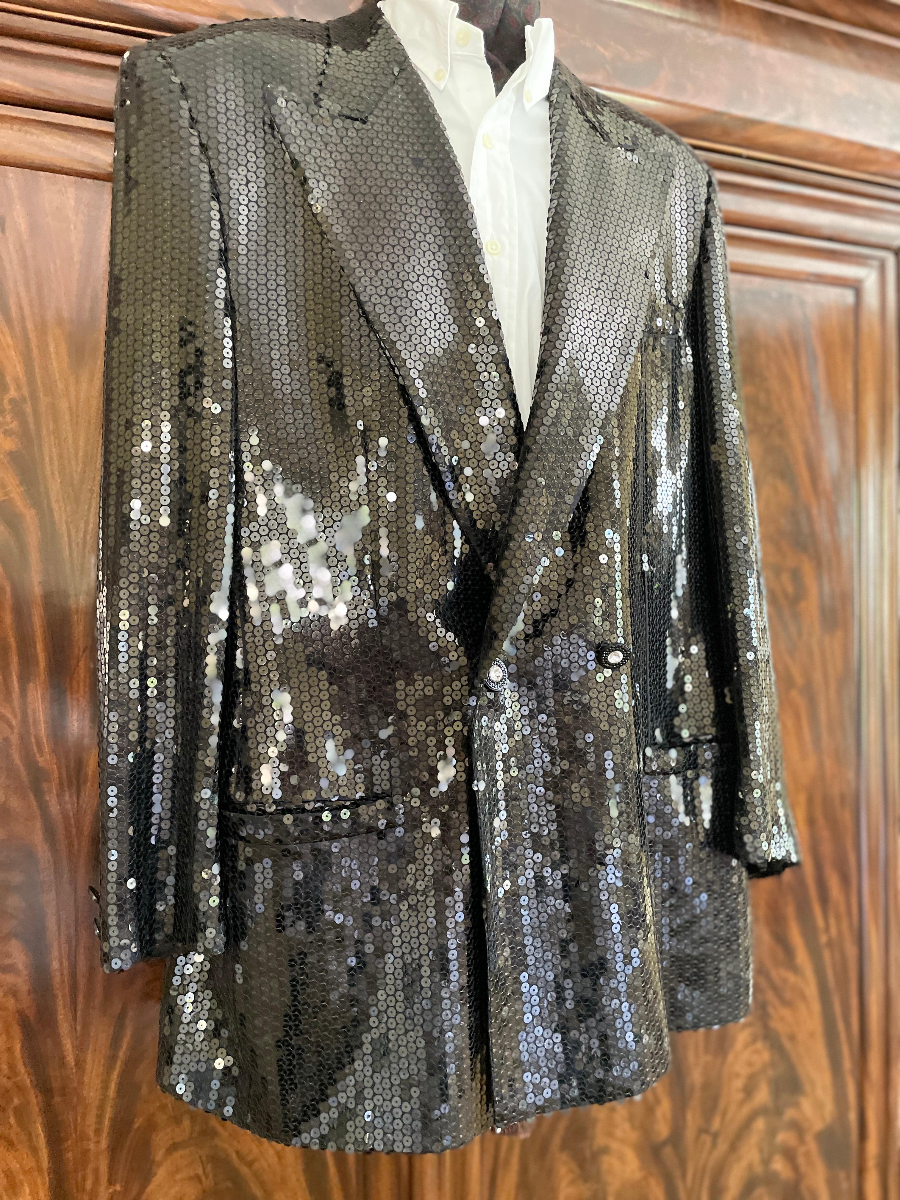 Gianni Versace Vintage 80's Mens Black Sequin Tuxedo Evening Jacket For ...