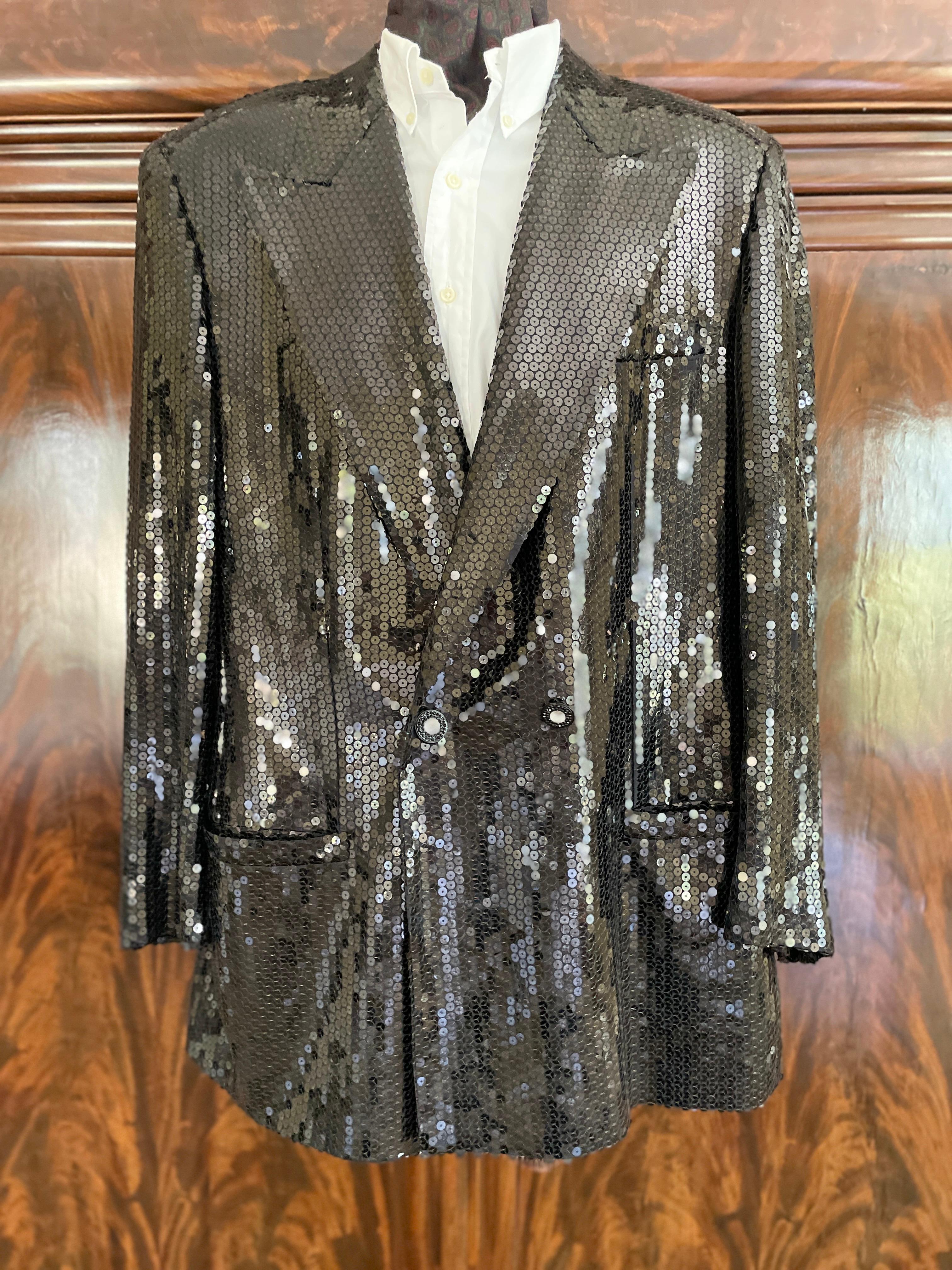 Gianni Versace Vintage 80's Mens Black Sequin Tuxedo Evening Jacket For ...