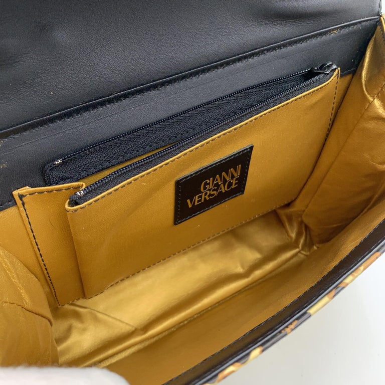 Gianni Versace Vintage Baroque Leopard Canvas Top Handle Tote Bag For ...