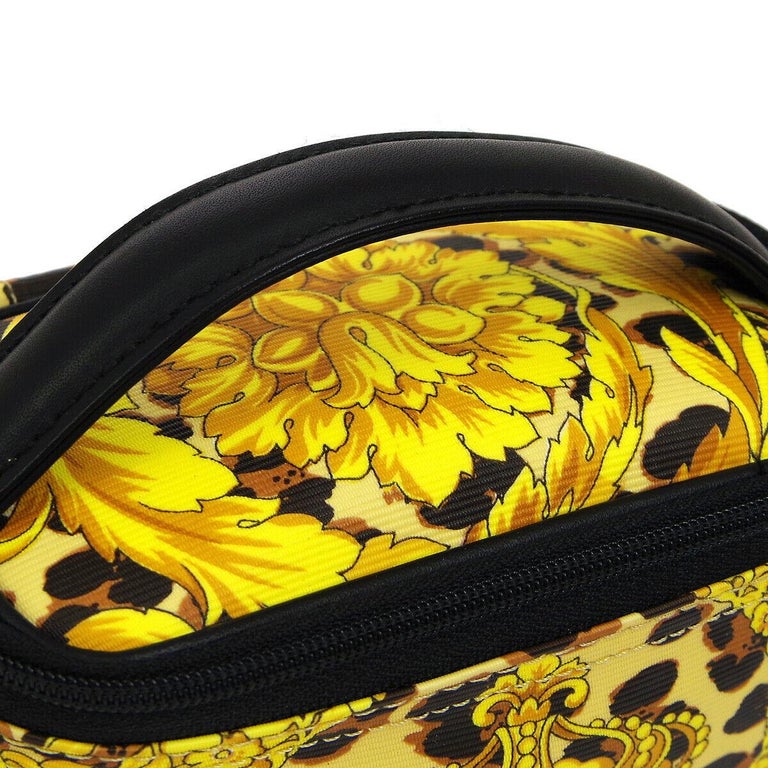 Gianni Versace Vintage Gold Black Fabric Cosmetic Vanity Top Handle ...