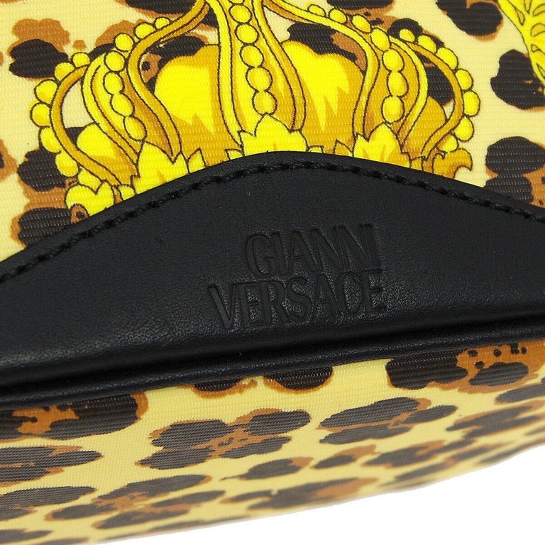Gianni Versace Vintage Gold Black Fabric Cosmetic Vanity Top Handle ...