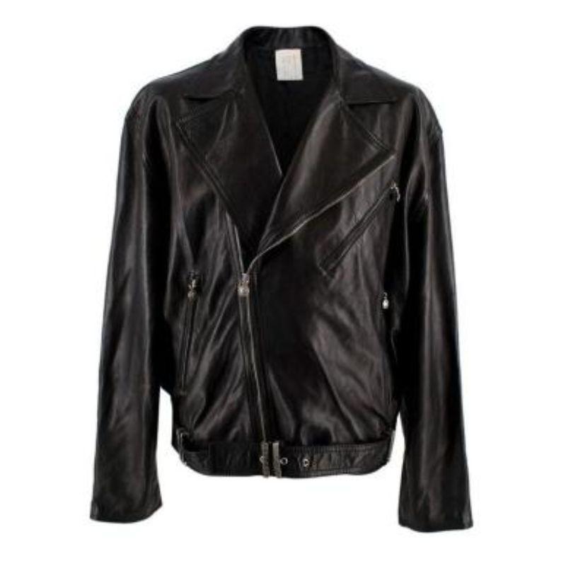 Gianni Versace Vintage Leather Biker Jacket For Sale at 1stDibs