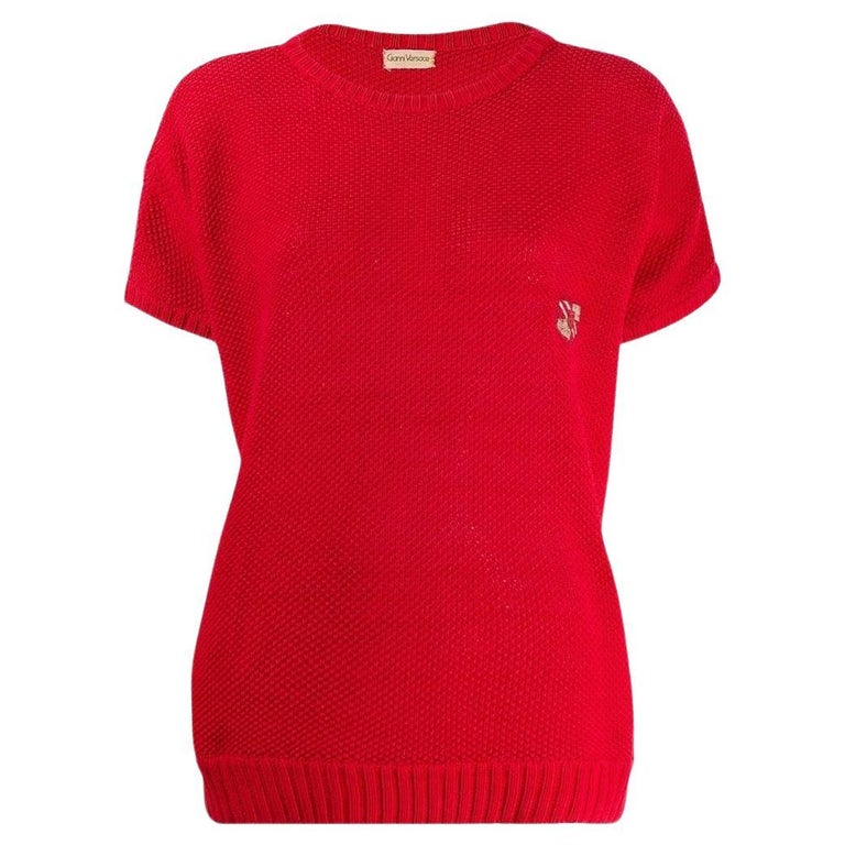 Gianni Versace Vintage red knit cotton short sleeves 80s sweater For ...