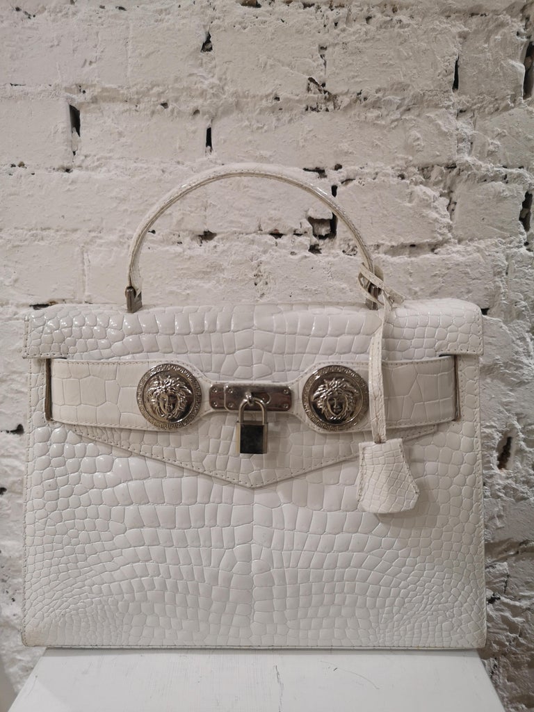 Gianni Versace white leather cocco handle shoulder bag at 1stDibs ...