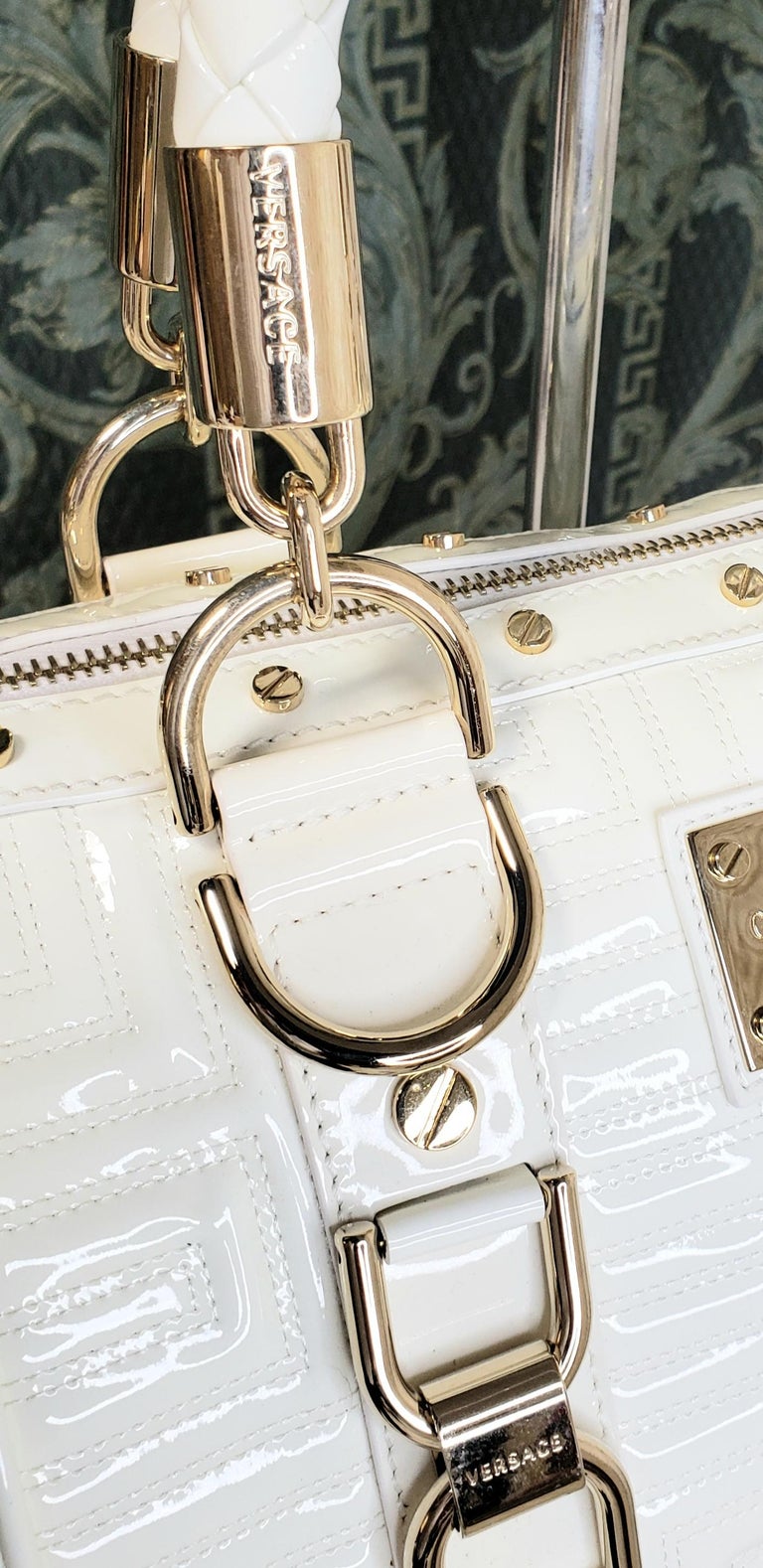 GIANNI VERSACE WHITE QUILTED PATENT LEATHER " SNAP OUT OF IT" SMALL Bag ...