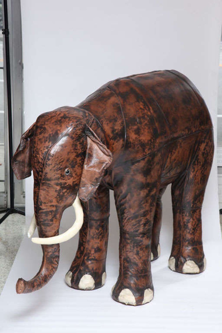 Giant Abercrombie and Fitch Leather Elephant Bar For Sale at 1stDibs