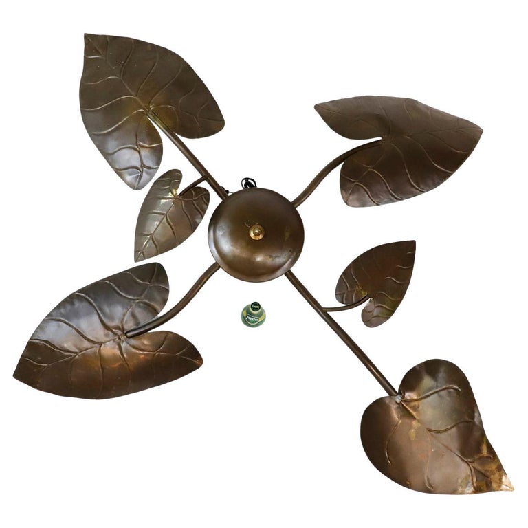 Giant Antique Leaf Brass Ceiling Lamp at 1stDibs